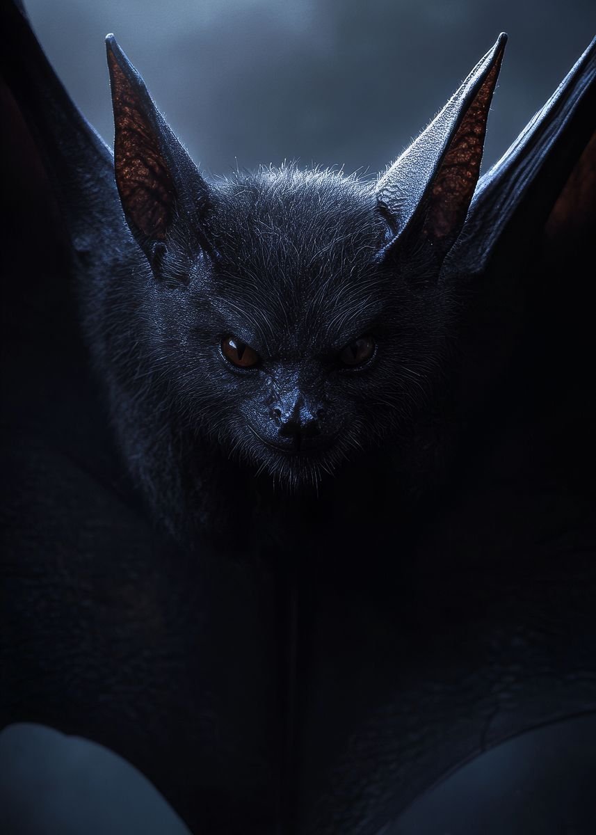 'Dark Bat with Outstretched Wings - Nocturnal Creature in the Night ...
