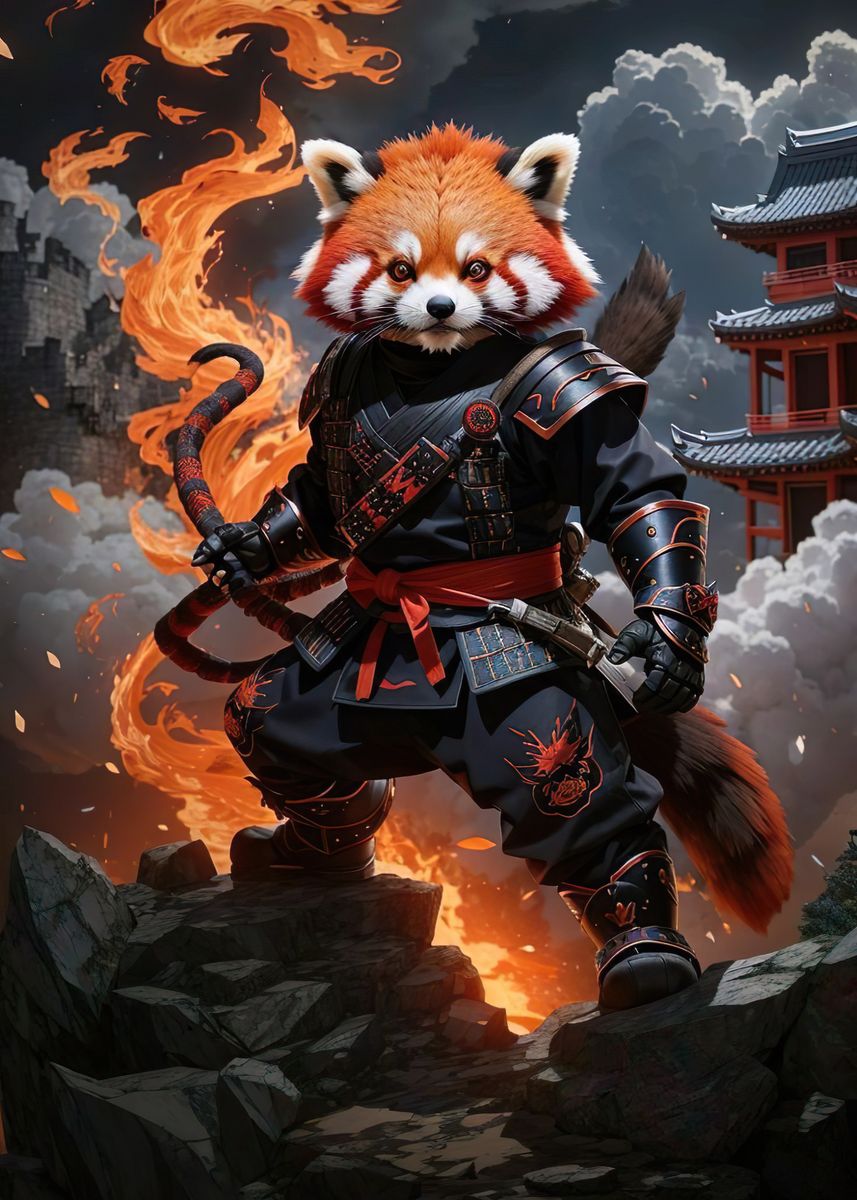 'Red Panda Samurai' Poster, picture, metal print, paint by Ahmad Jonie ...
