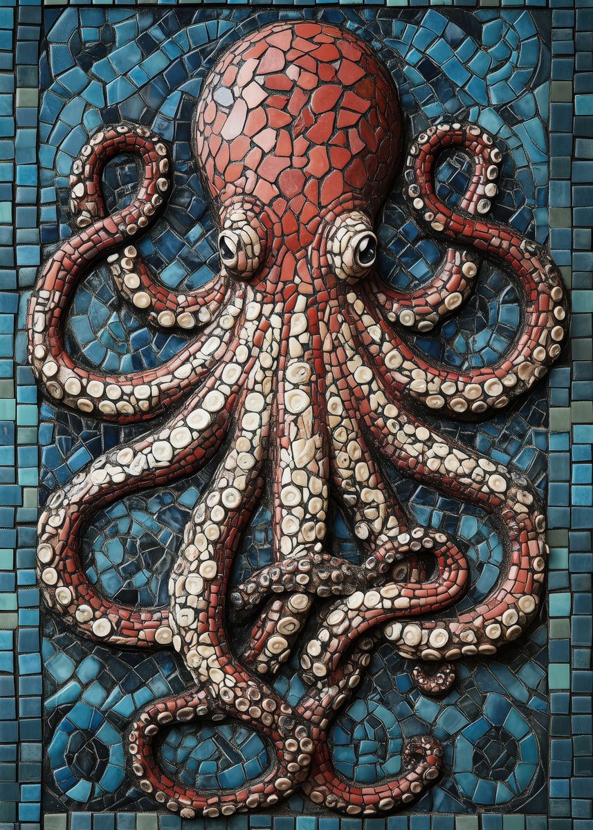 'Octopus Mosaic Art' Poster, picture, metal print, paint by HAPPISTRO ...