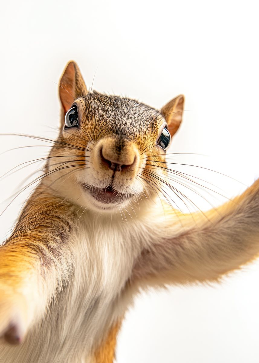 'Quirky Squirrel Taking Selfie - Cute Wall Art' Poster, picture, metal ...