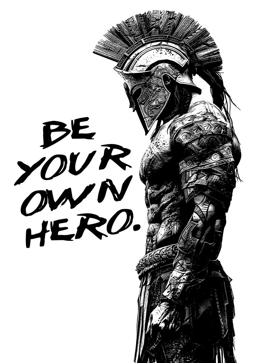 'Be Your Own Hero Inspirational Motivational Warrior Quote' Poster ...