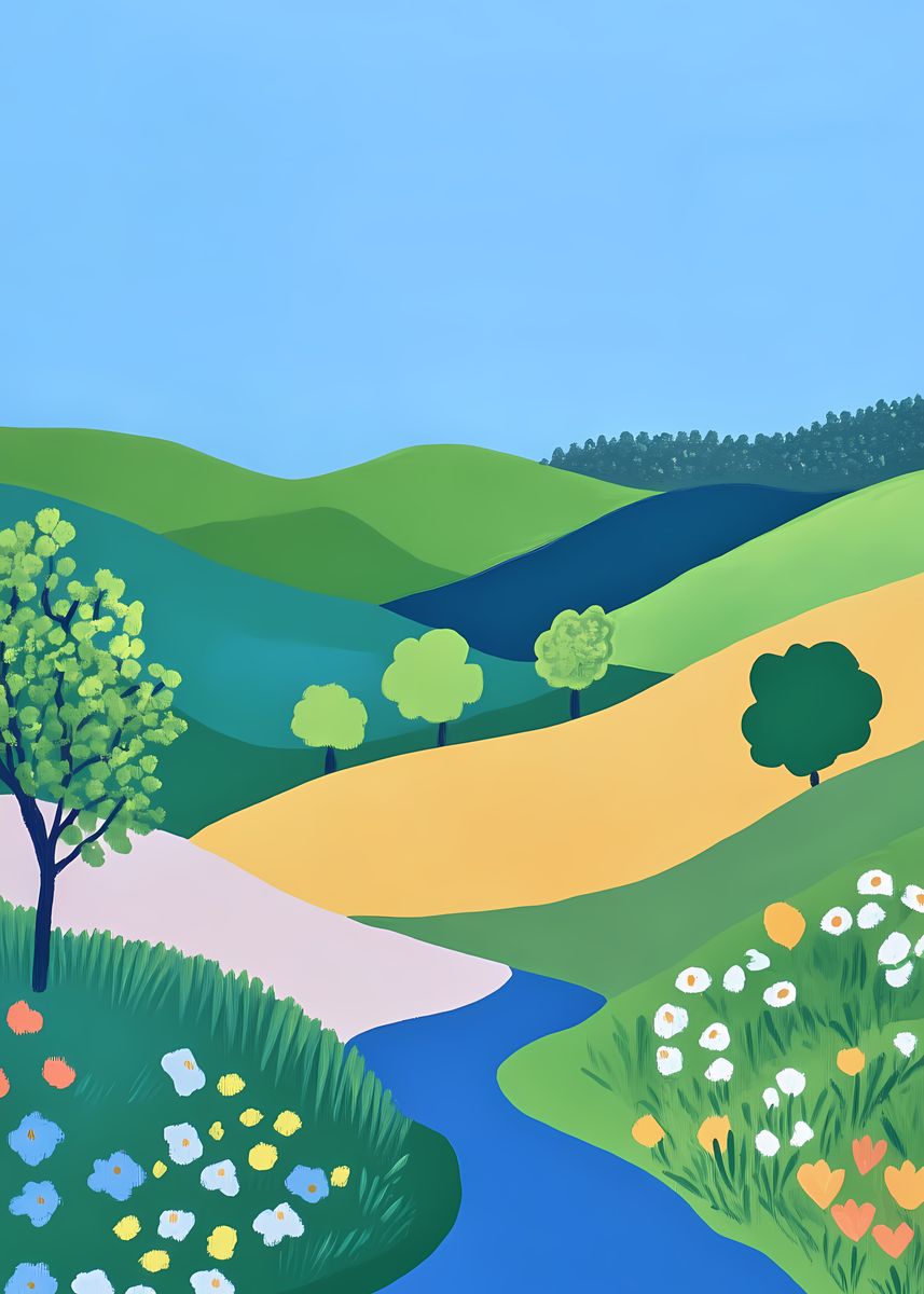 'Spring Landscape' Poster, picture, metal print, paint by Sigma Rat ...