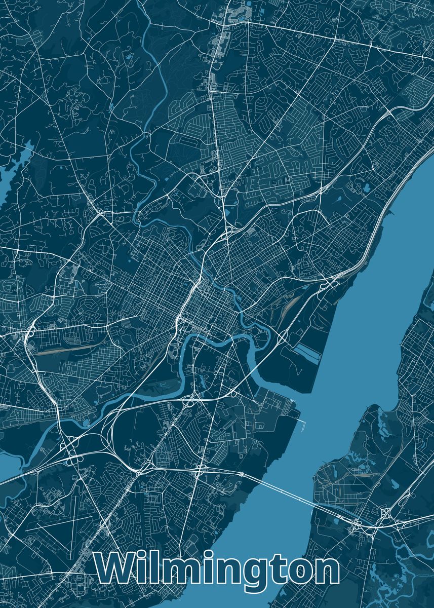 'Wilmington City Map' Poster, picture, metal print, paint by Sam Kal ...