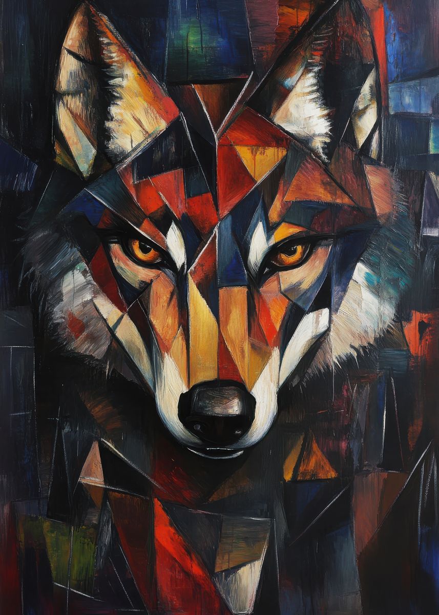 'Wolf Oil Painting' Poster, picture, metal print, paint by suiiarts | Displate