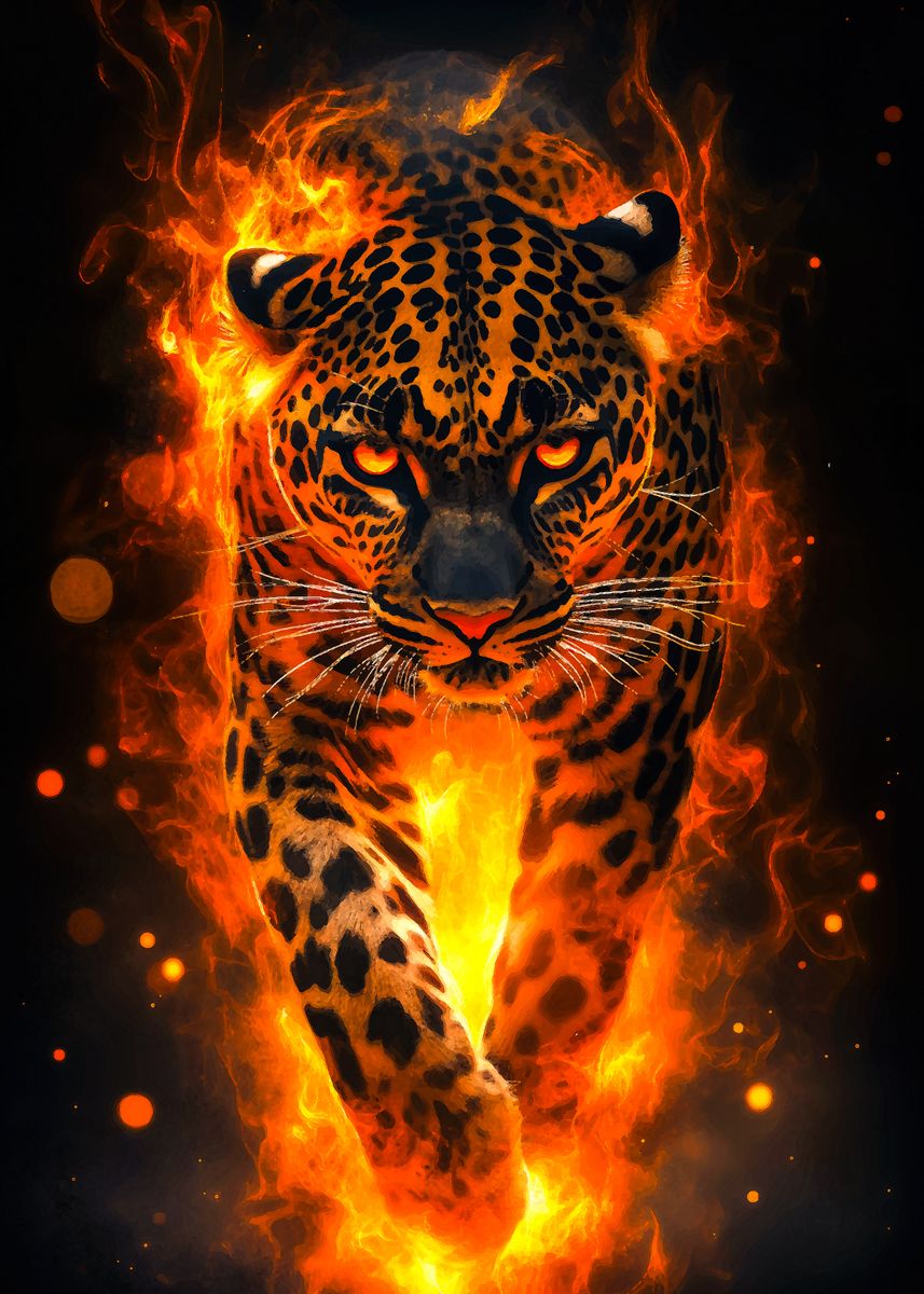 'Fiery Leopard' Poster, picture, metal print, paint by Peterson Alaya ...