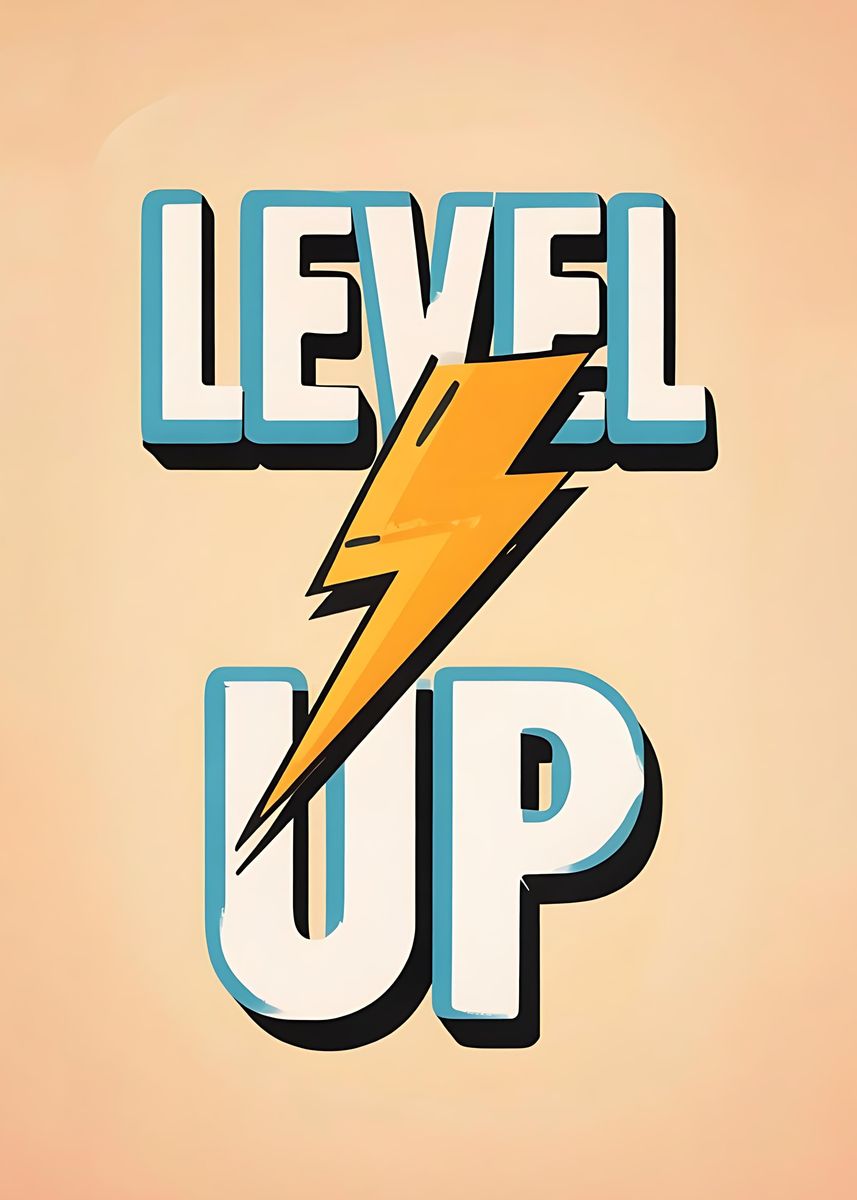 'Level Up Graphic' Poster, picture, metal print, paint by Nomis | Displate