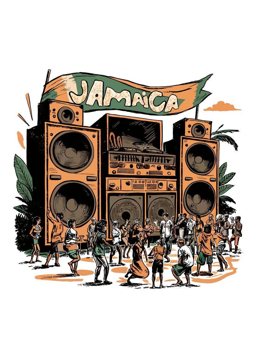 'Jamaican Sound System' Poster, picture, metal print, paint by Deborah ...