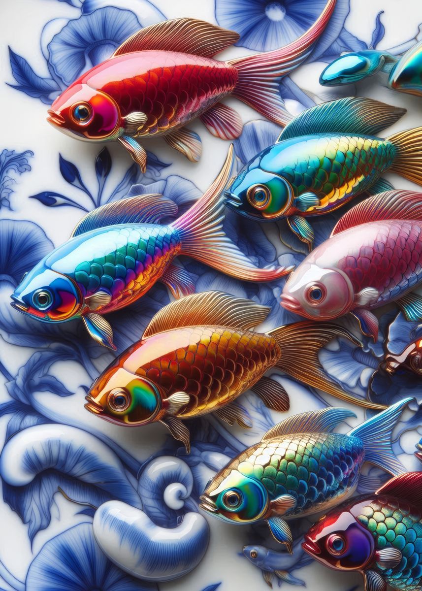 'Metallic Goldfish Sculpture' Poster, picture, metal print, paint by ...