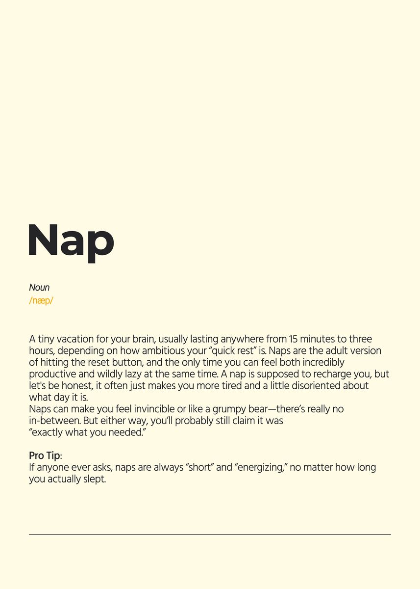 'Nap Definition Print' Poster, picture, metal print, paint by Mr ...
