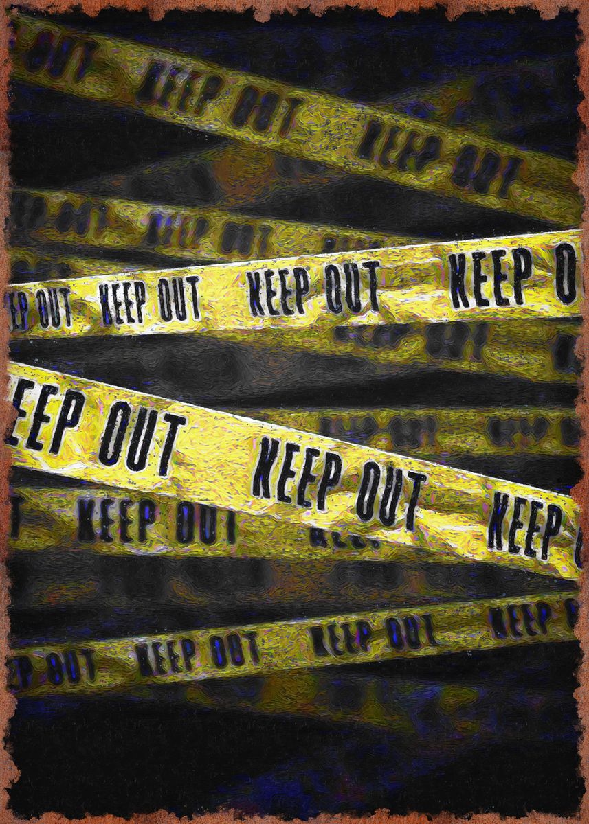'Yellow Caution Tape keep out' Poster, picture, metal print, paint by Alchemy Artisant | Displate