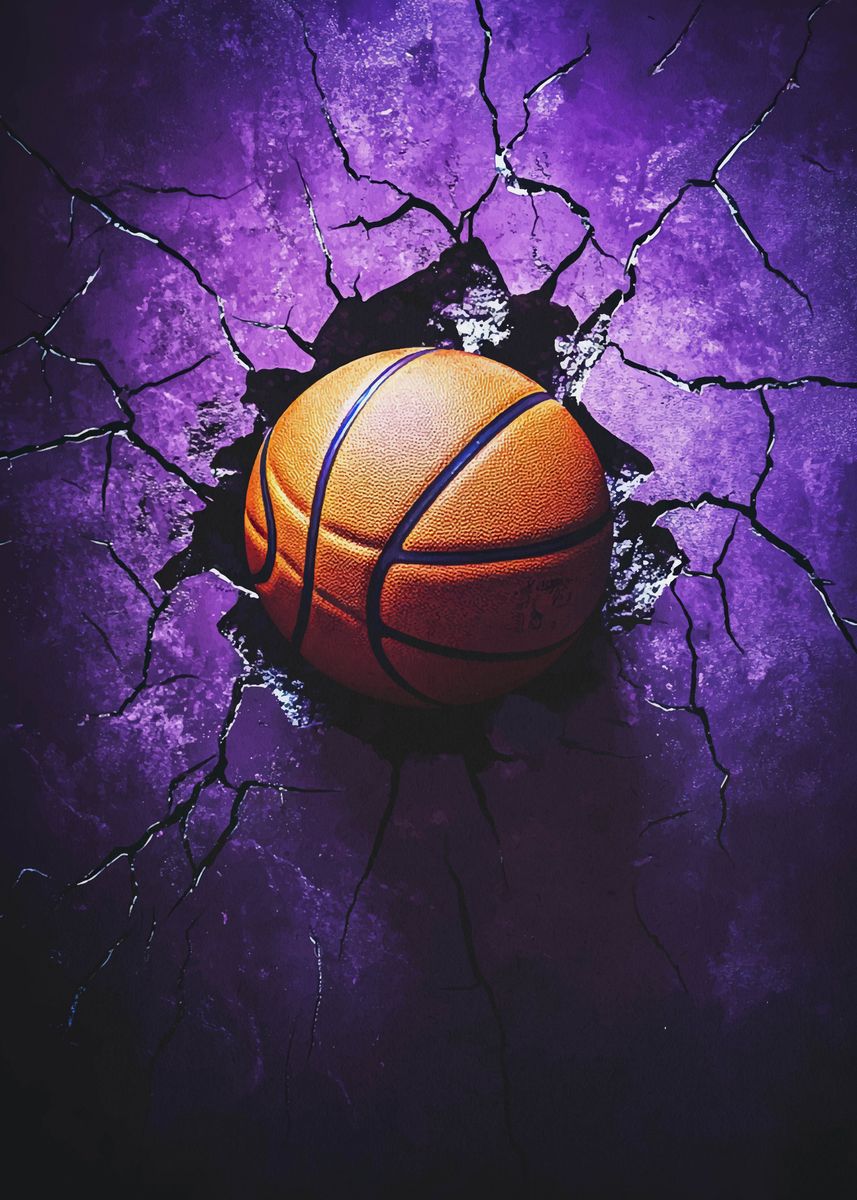 'Basketball Breaking Through' Poster, picture, metal print, paint by ...