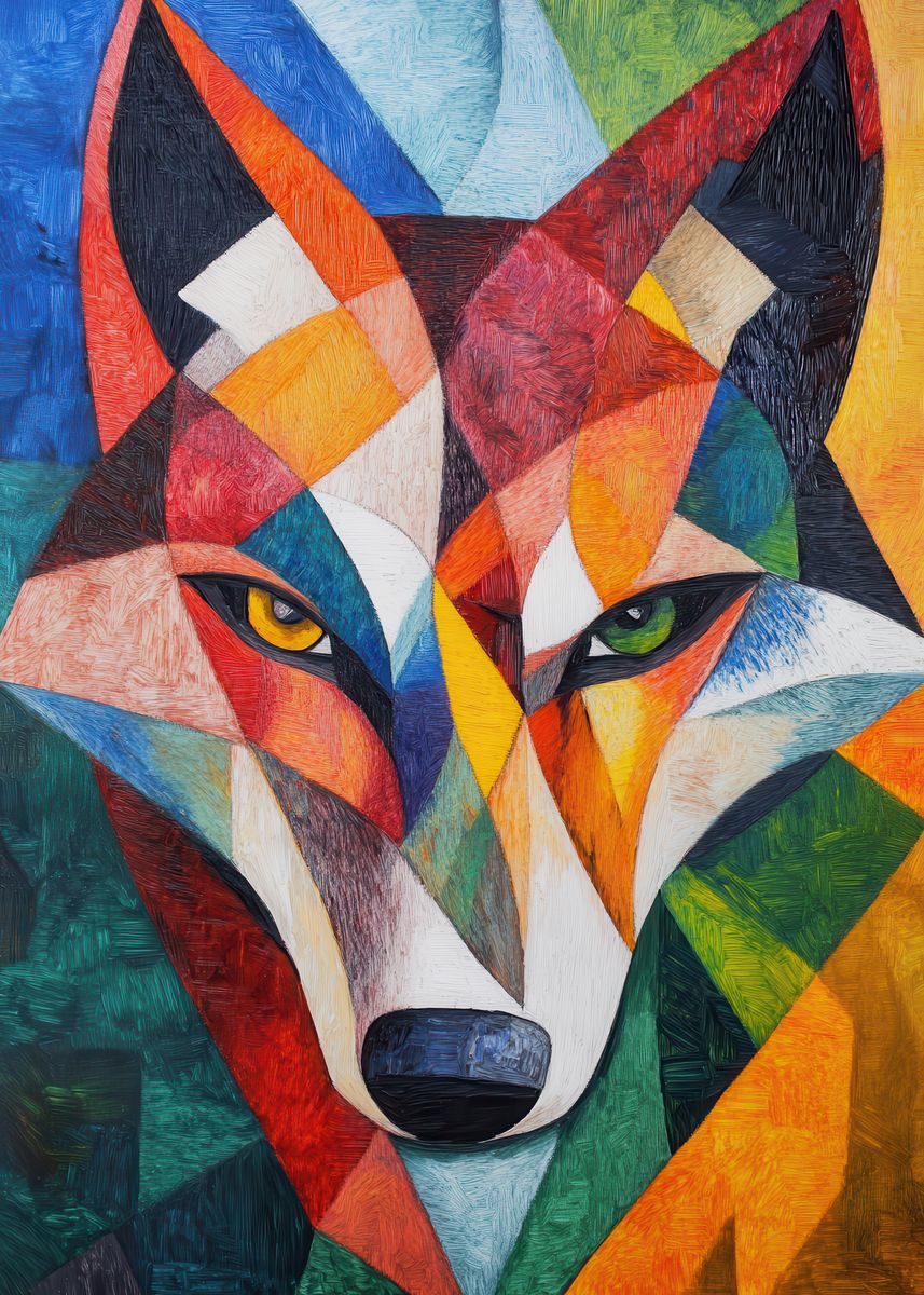 'Wolf Oil Painting' Poster, picture, metal print, paint by | Displate