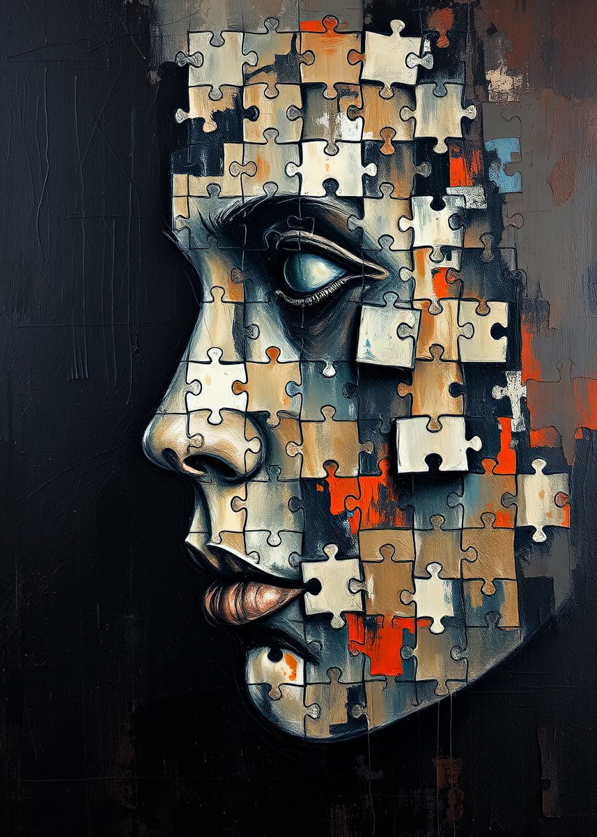 'Puzzle Face Portrait' Poster, picture, metal print, paint by Art ...