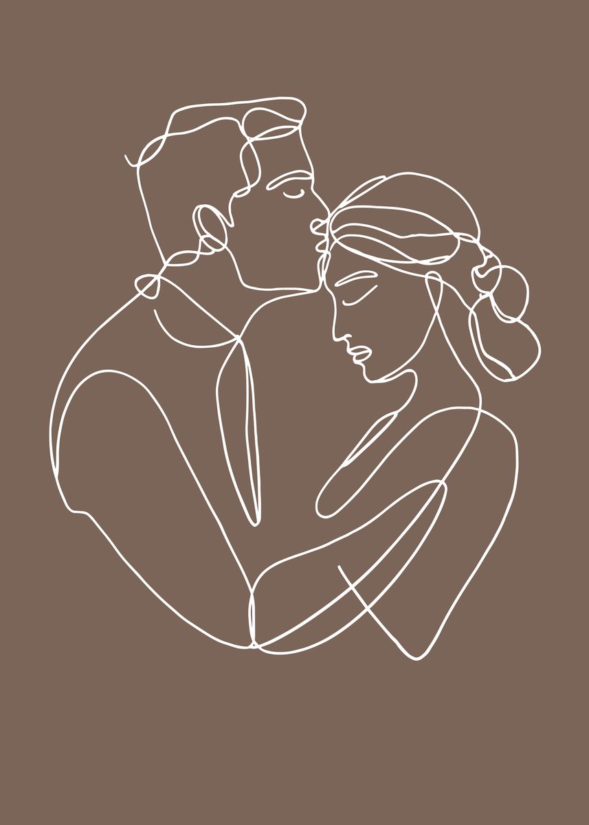 'One Line Couple Art' Poster, picture, metal print, paint by Pictura ...