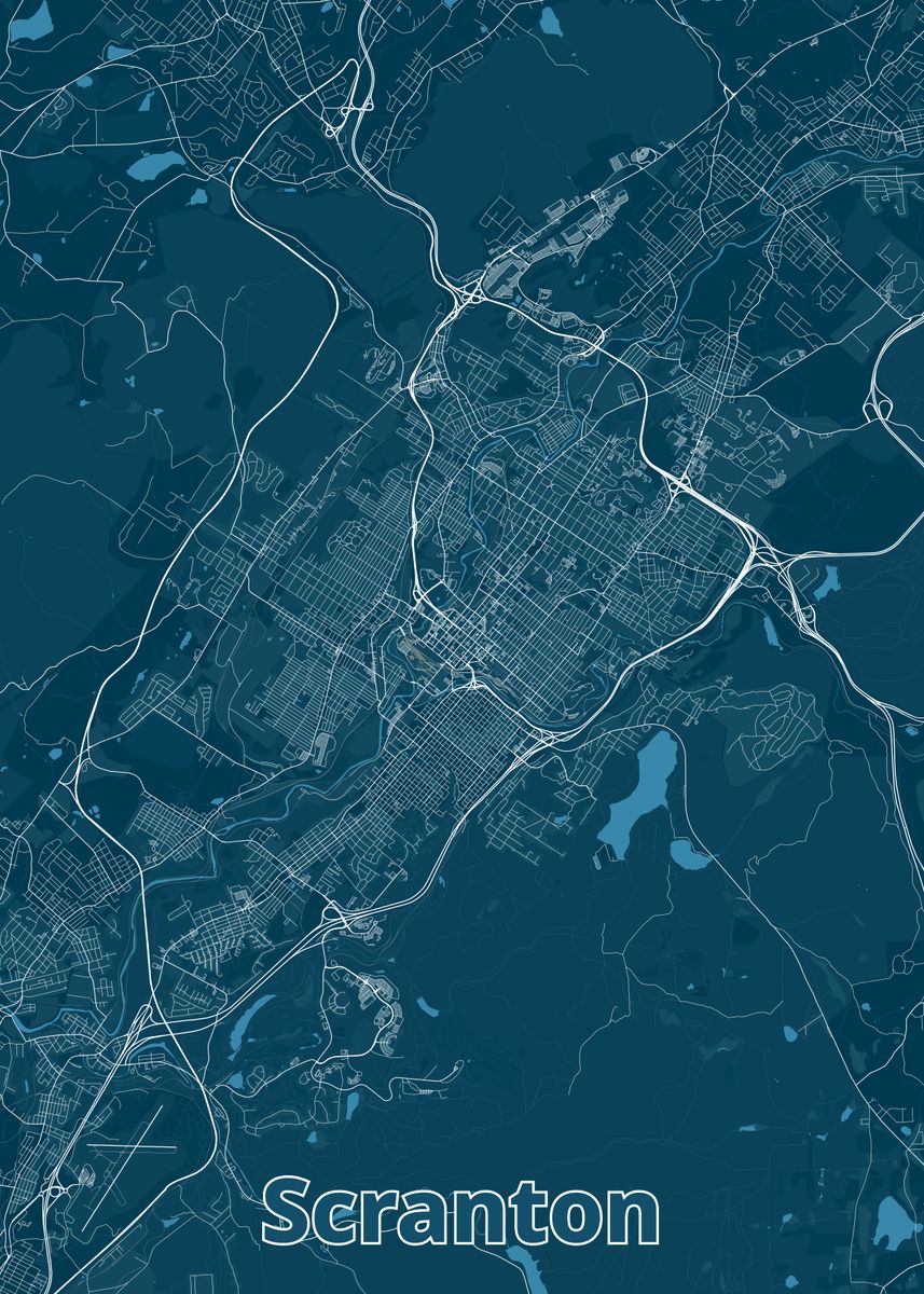 'Scranton City Map' Poster, picture, metal print, paint by Sam Kal ...