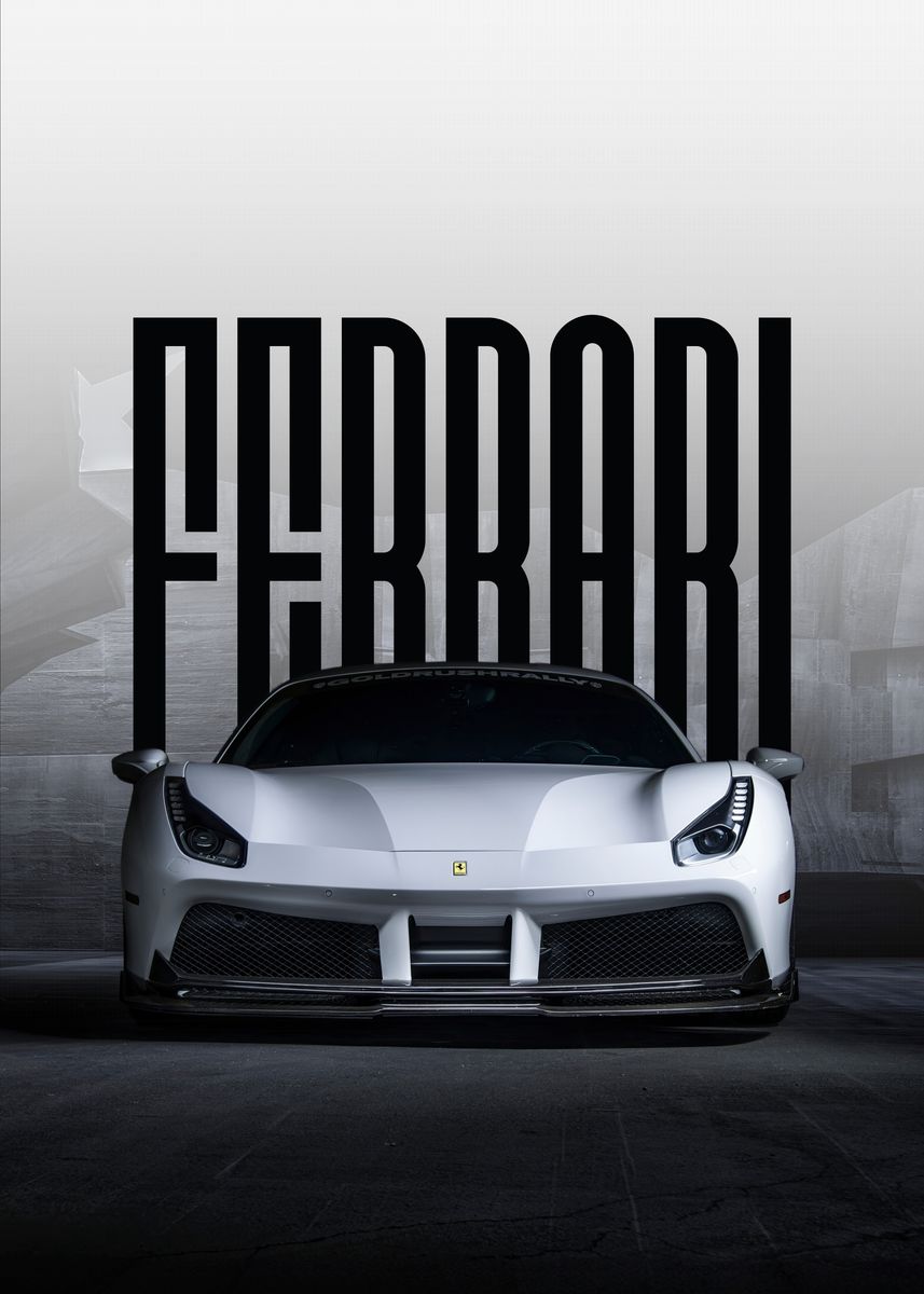 'White Ferrari' Poster, picture, metal print, paint by Jakob Krusec ...