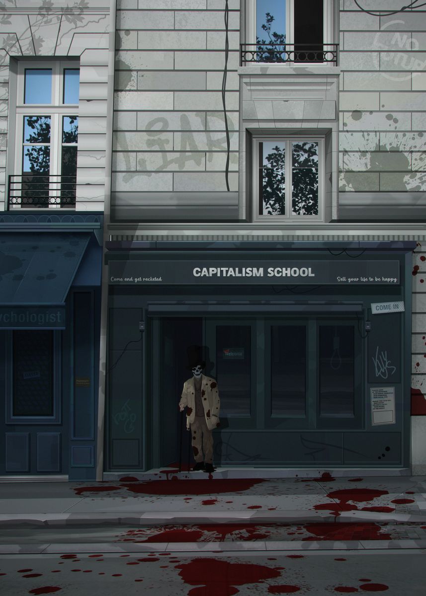 'Capitalism School' Poster, picture, metal print, paint by Jordan ...