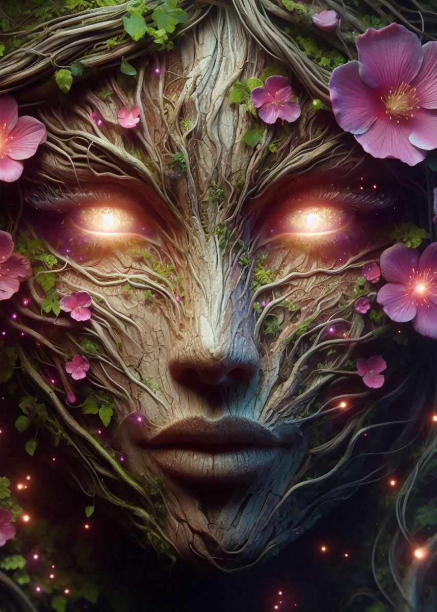 'Tree Spirit Face' Poster, picture, metal print, paint by Faefreaks ...