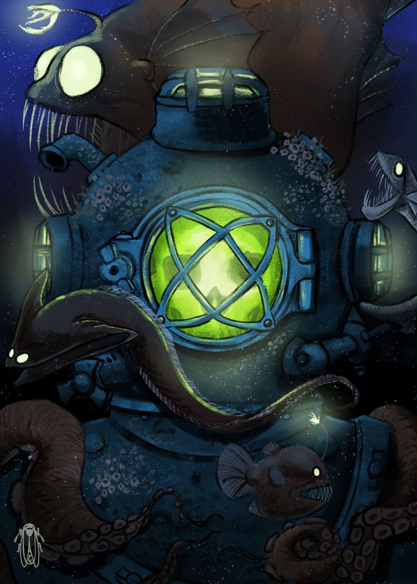 'Deep Sea Dive Suit' Poster, picture, metal print, paint by Jaime ...