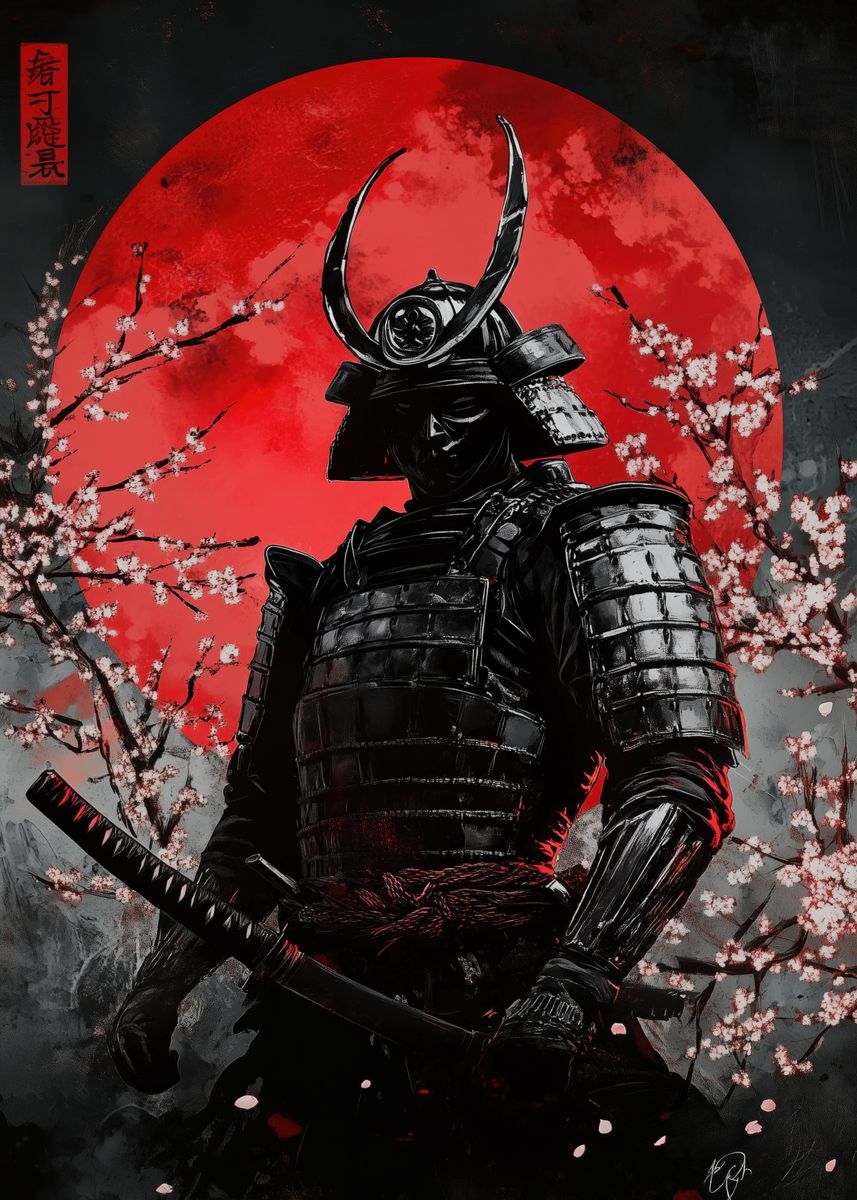 'Cherry Samurai Warrior' Poster, picture, metal print, paint by ...