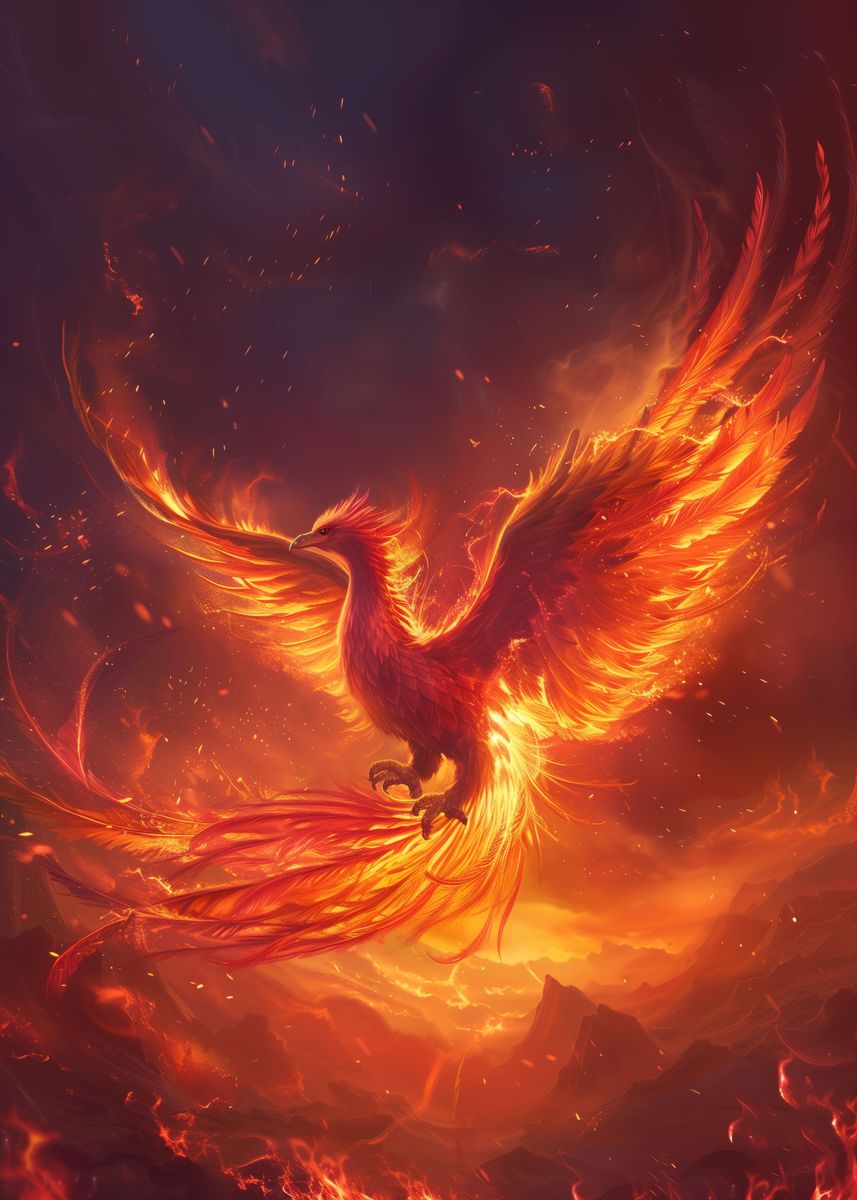'Majestic Phoenix Rebirth' Poster, picture, metal print, paint by Frank ...