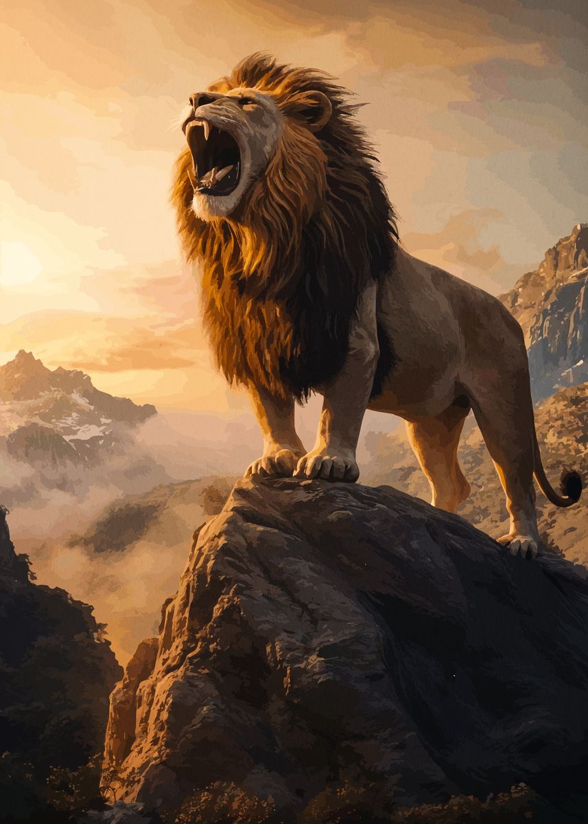 'Lion King Roar' Poster, picture, metal print, paint by Nadir Stead ...