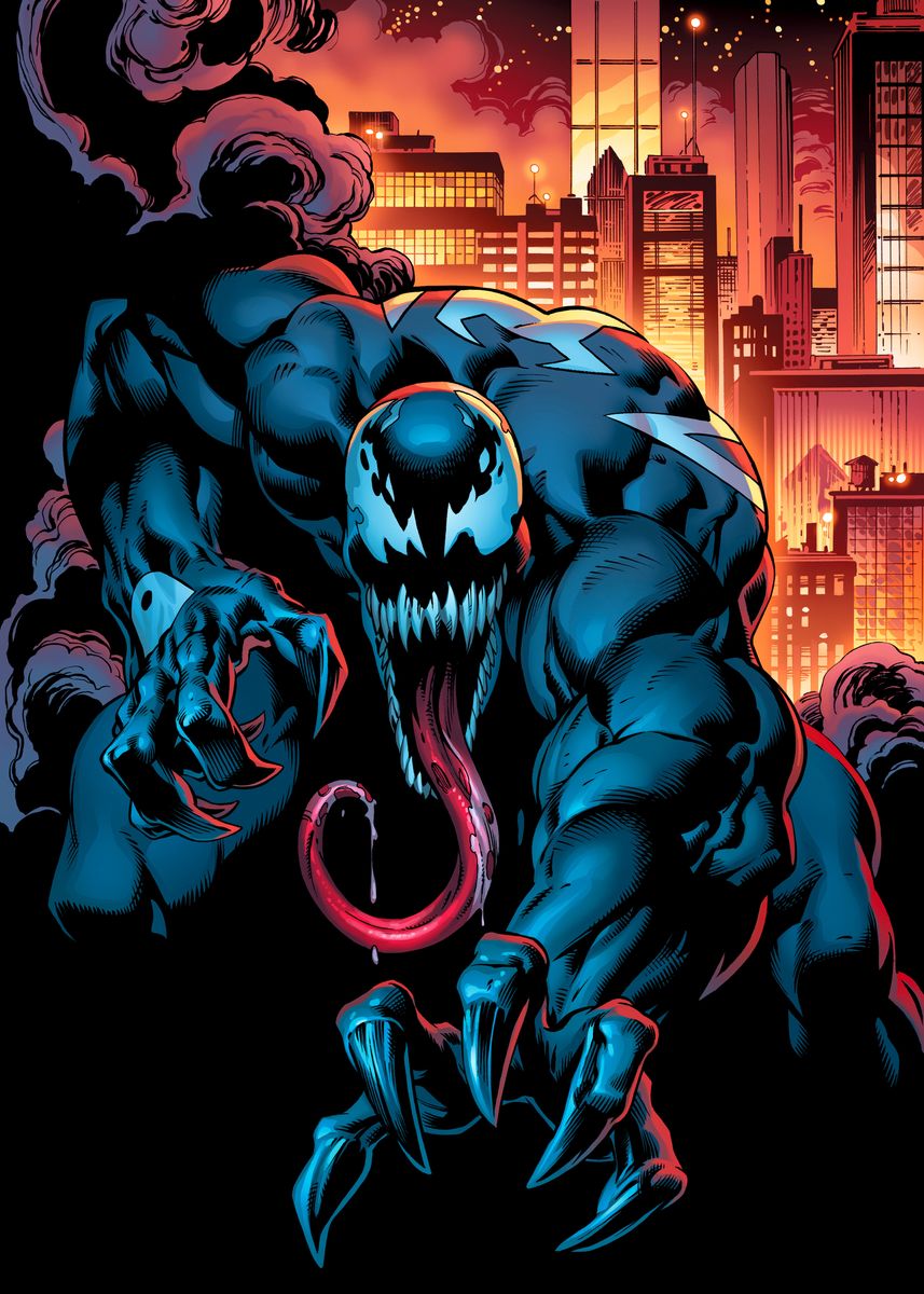 'Venom Comic City' Poster, picture, metal print, paint by Marvel | Displate