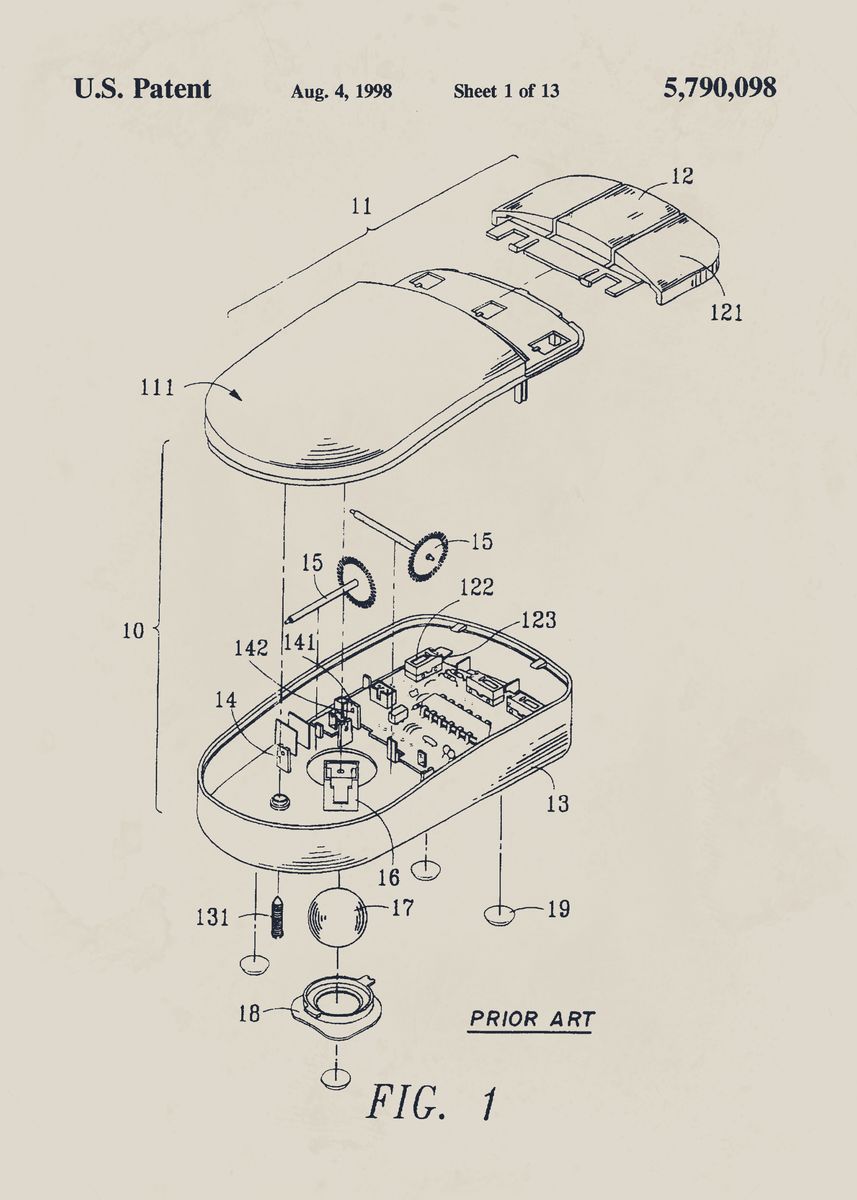 'Computer Mouse Patent Diagram' Poster, picture, metal print, paint by ...