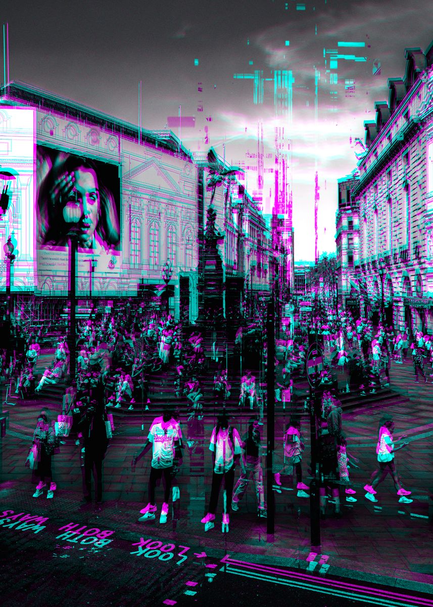 'Glitch Cityscape London' Poster, picture, metal print, paint by ...