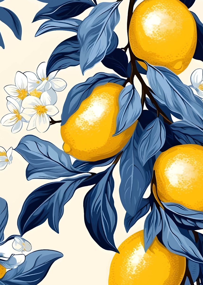 'Lemon Tree Branch' Poster, picture, metal print, paint by Mahesa Art ...