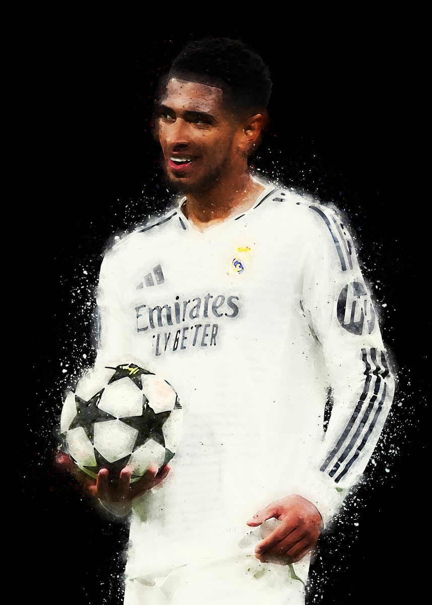 'Jude Bellingham Portrait' Poster, picture, metal print, paint by ...