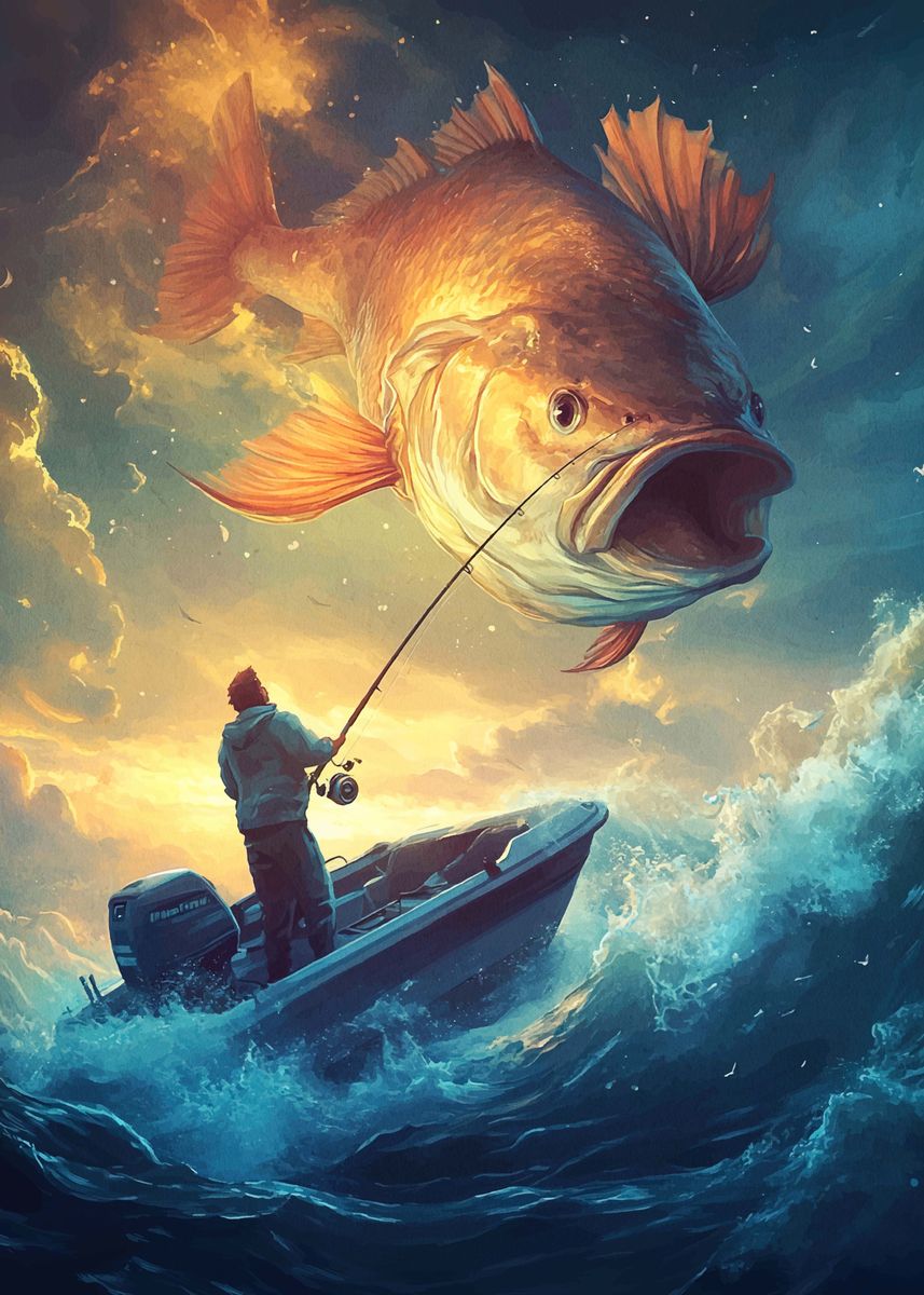 'Giant Fish Catch' Poster, picture, metal print, paint by Mollie Knapp ...