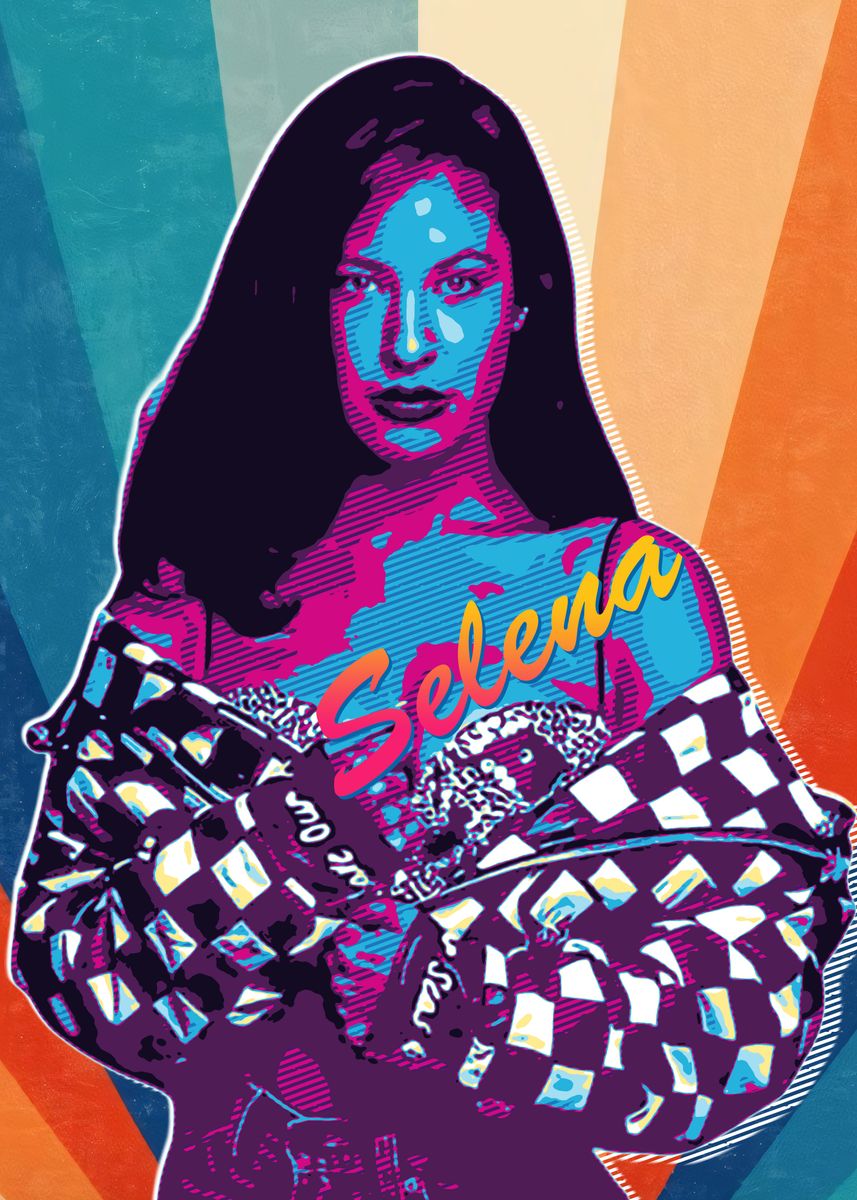 'Selena Vintage Retro Portrait' Poster, picture, metal print, paint by ...