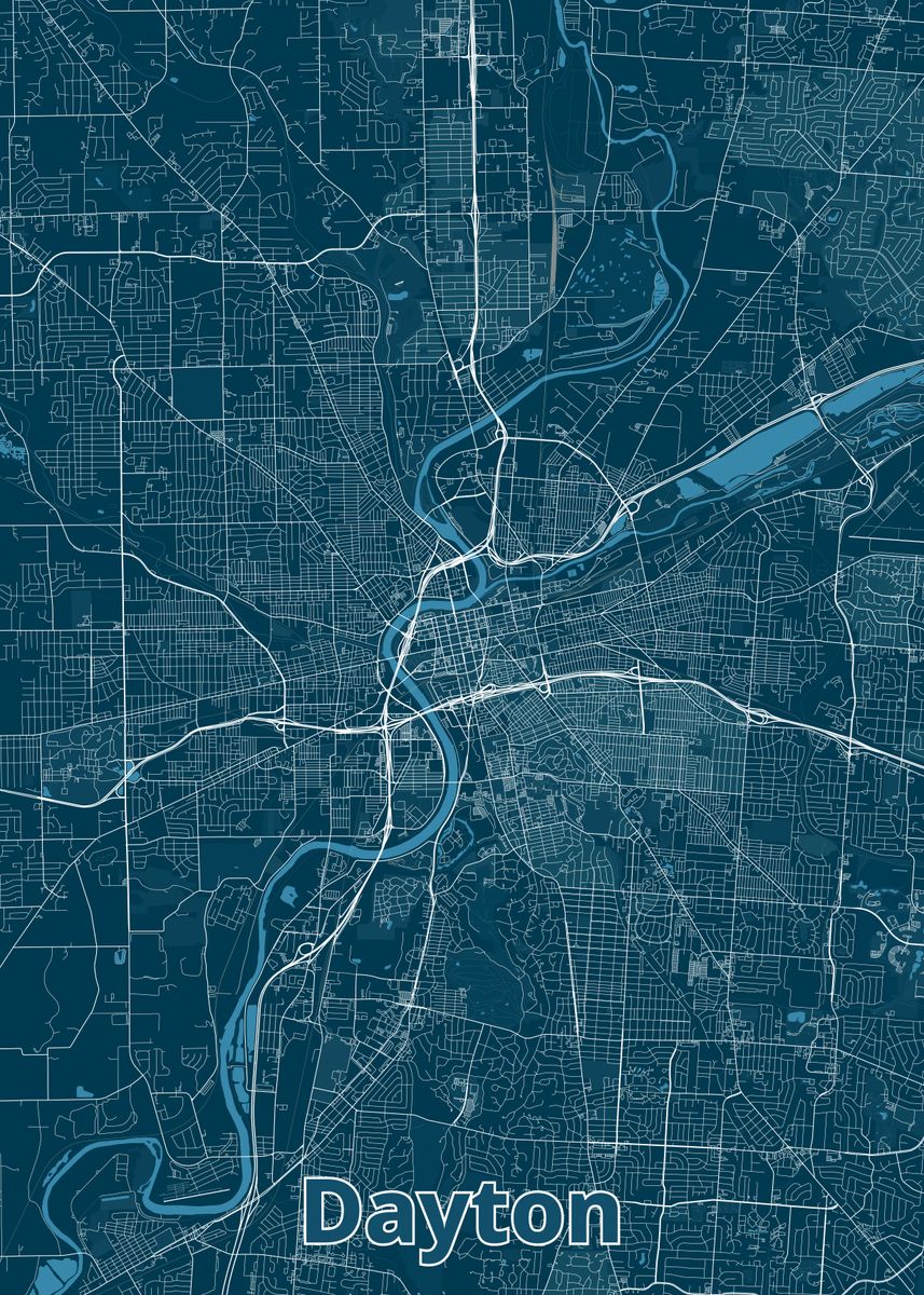 'Dayton City Map' Poster, picture, metal print, paint by Sam Kal | Displate