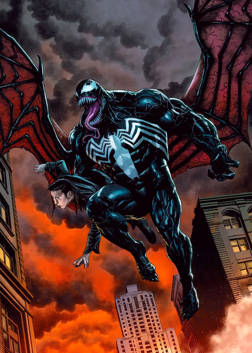 'Winged Venom Scene' Poster, picture, metal print, paint by Marvel ...