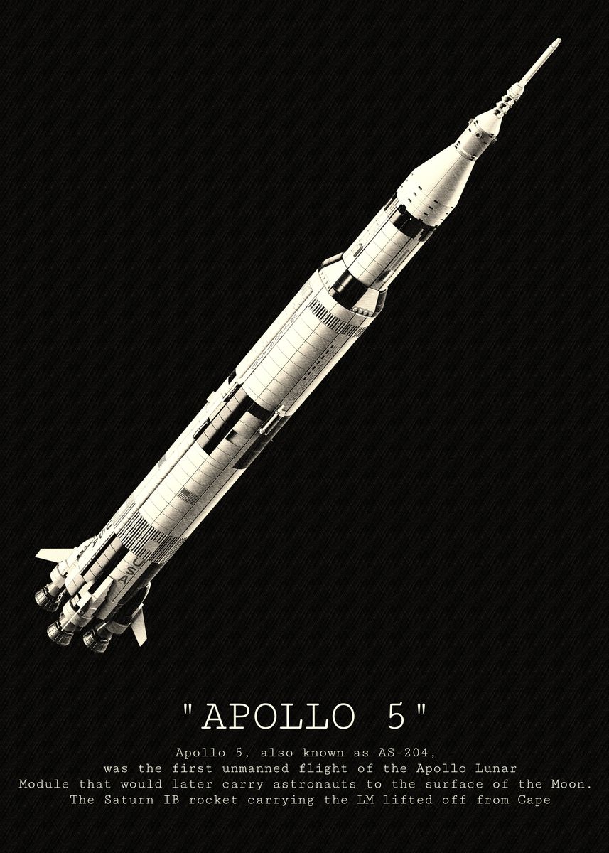 'Apollo 5 Rocket' Poster, picture, metal print, paint by Brexmore ...