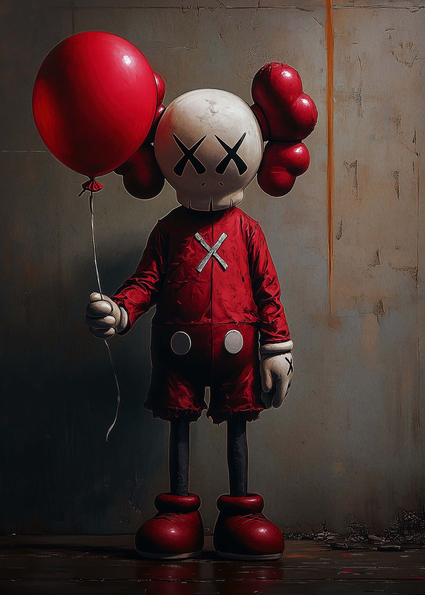 'Hypebeast Kaws Red Balloon Figure' Poster, picture, metal print, paint ...