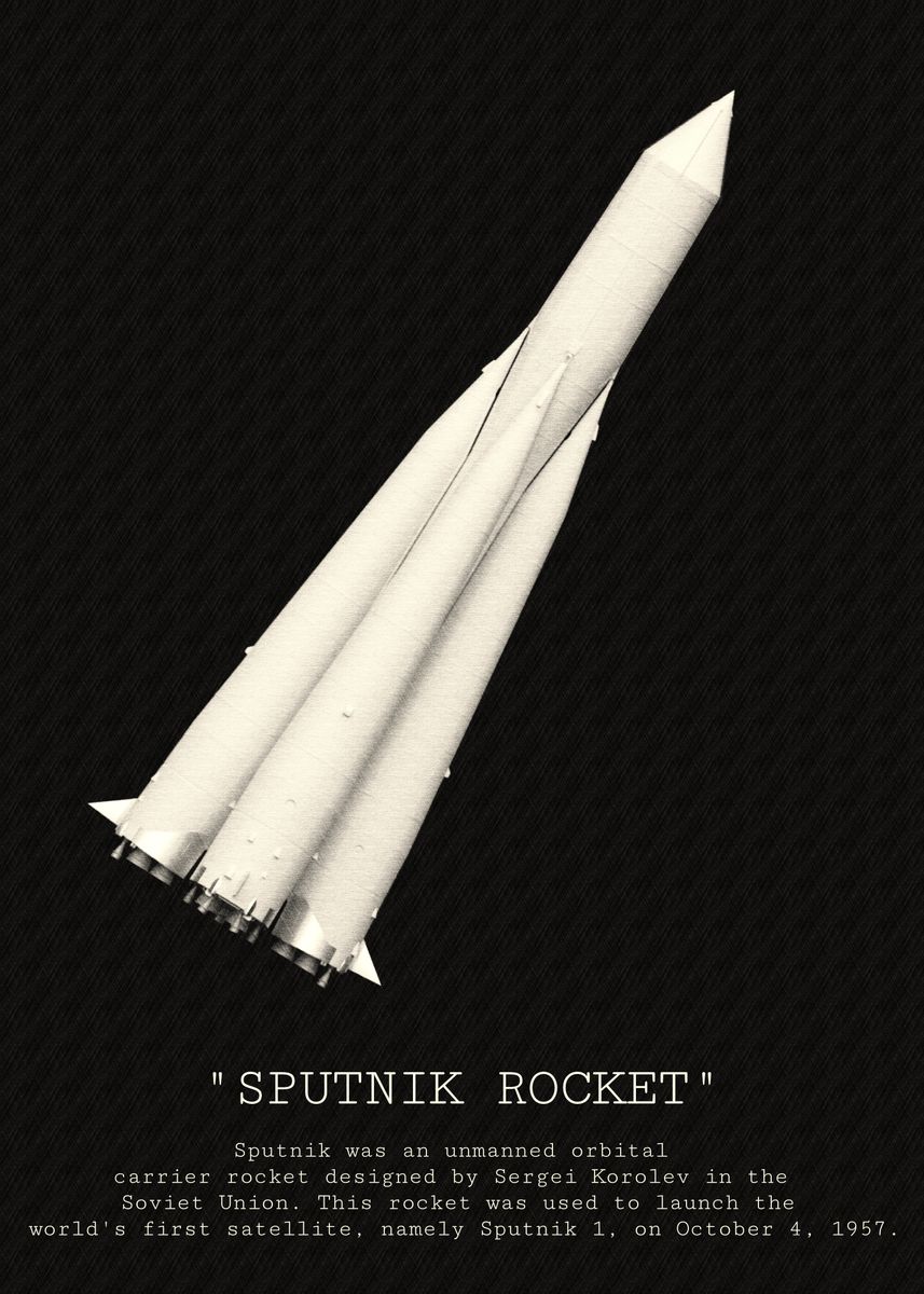 'Sputnik Rocket Illustration' Poster, picture, metal print, paint by ...