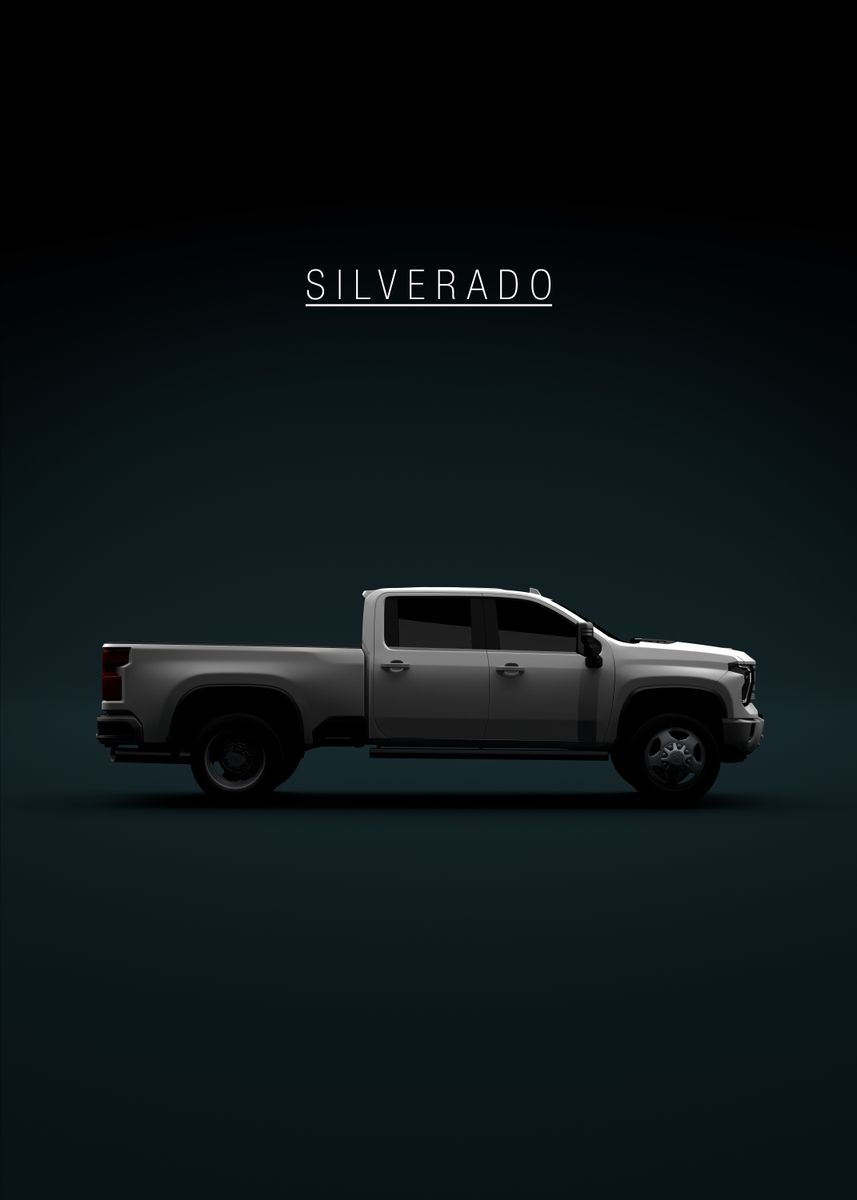 'Chevrolet Silverado 3500 ltz dually 2024 White' Poster, picture, metal ...