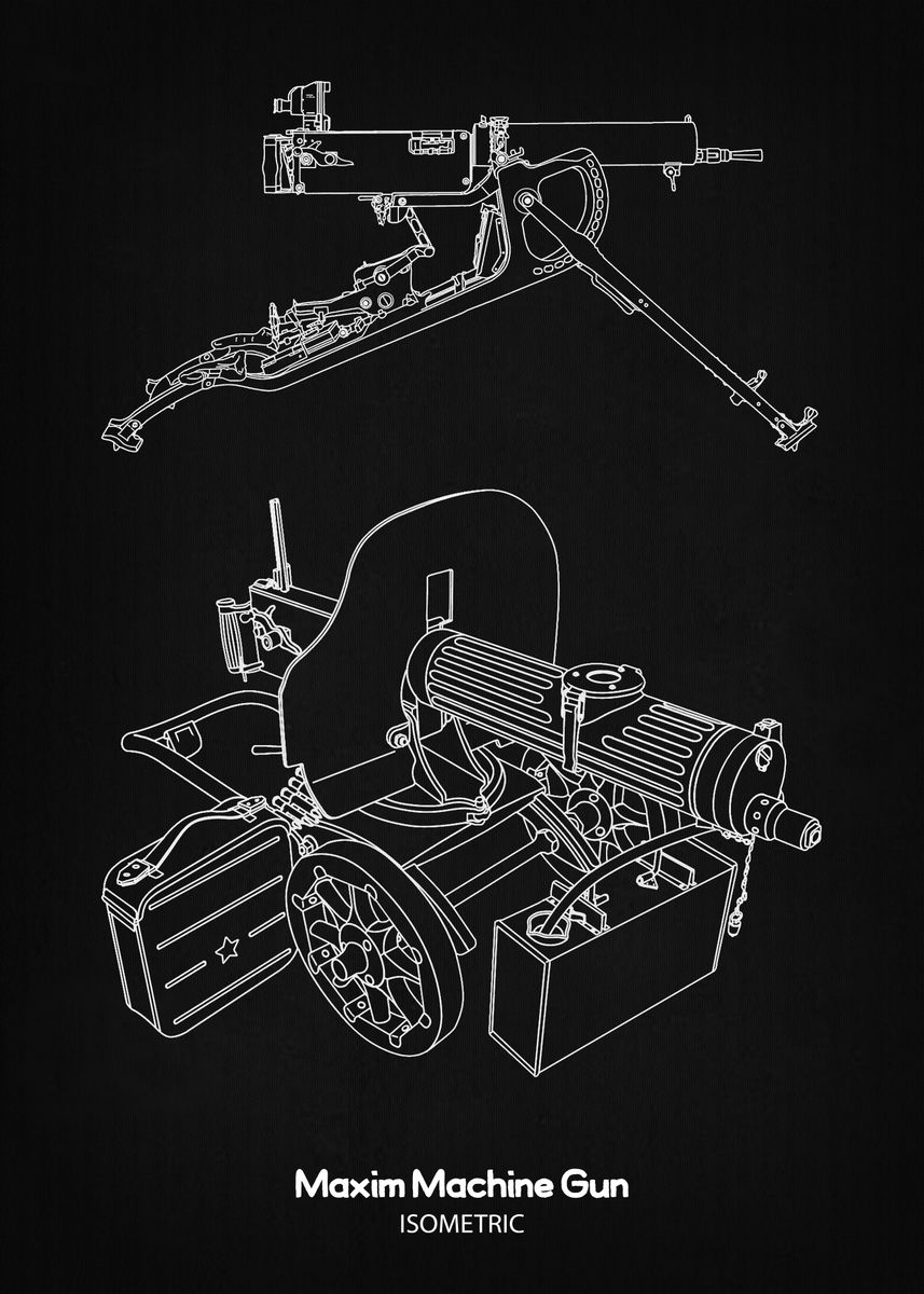 'Maxim Machine Gun Isometric' Poster, picture, metal print, paint by ...