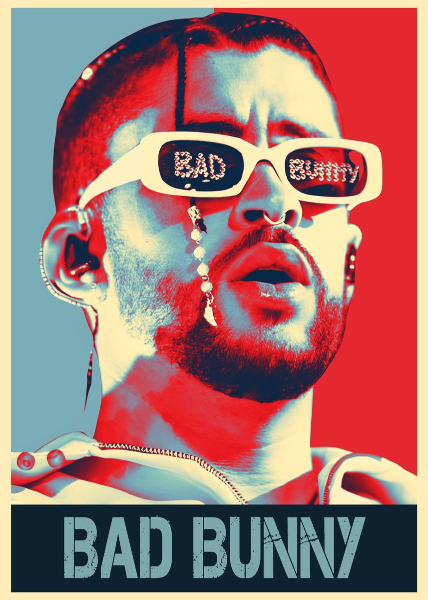 'Bad Bunny Poster' Poster, picture, metal print, paint by CLOVE STUDIO ...