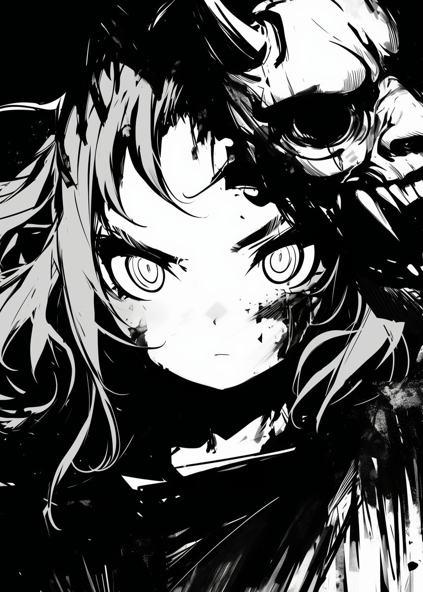 'Anime Girl with Mask' Poster, picture, metal print, paint by Sumi ...
