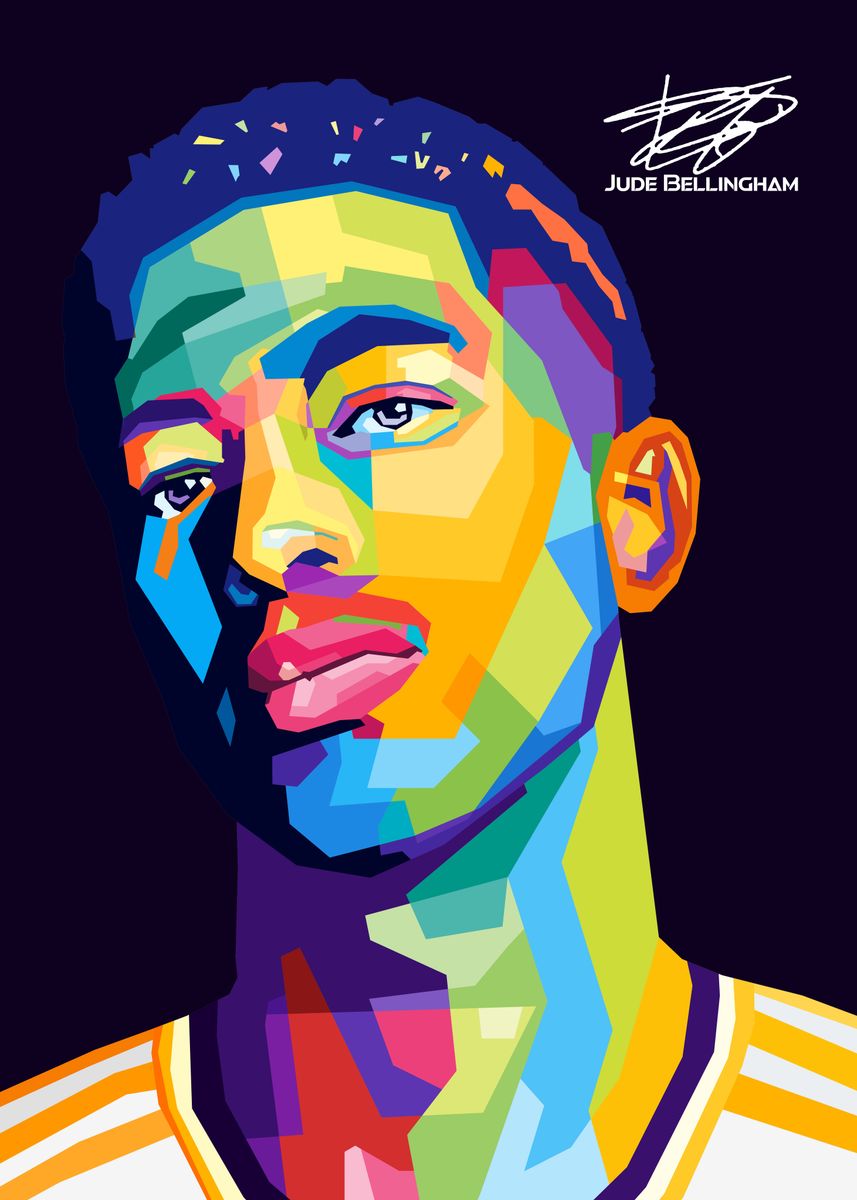 'Jude Bellingham Pop Art Portrait' Poster, picture, metal print, paint ...