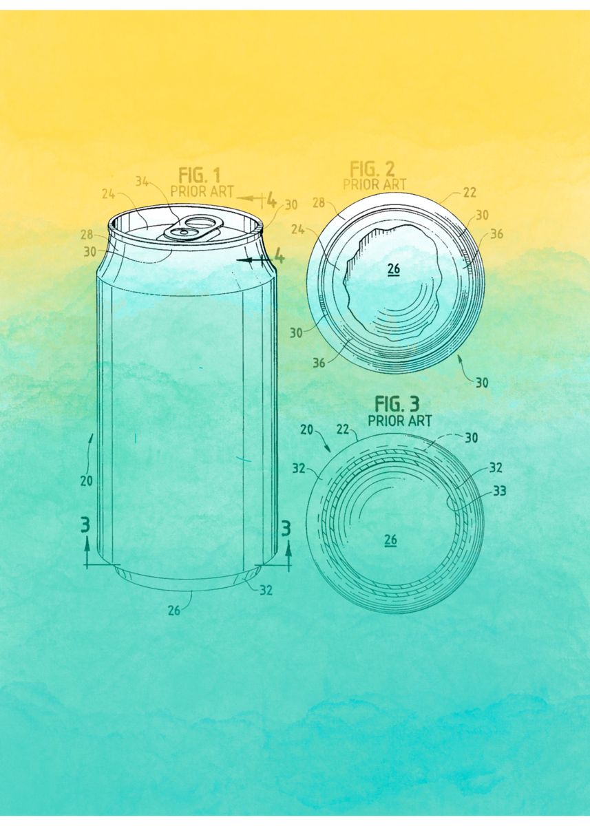 'Can Patent Drawing' Poster, picture, metal print, paint by Matt ...