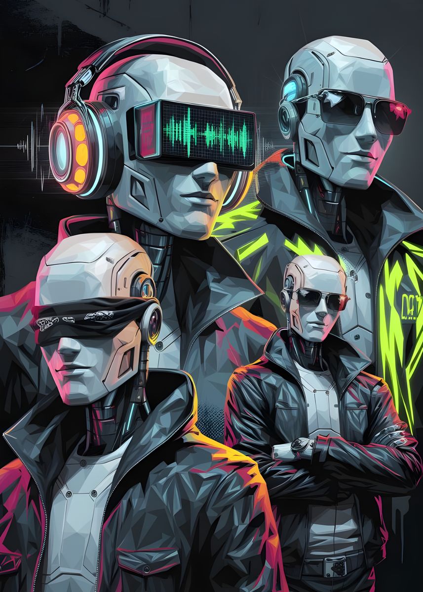 'Cyberpunk Synthwave Squad' Poster, picture, metal print, paint by ...