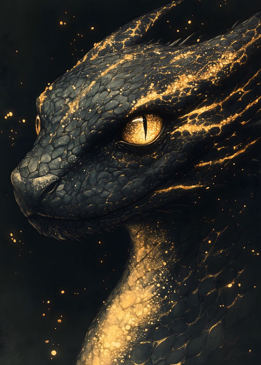'Golden Dragon Eye' Poster, picture, metal print, paint by ...