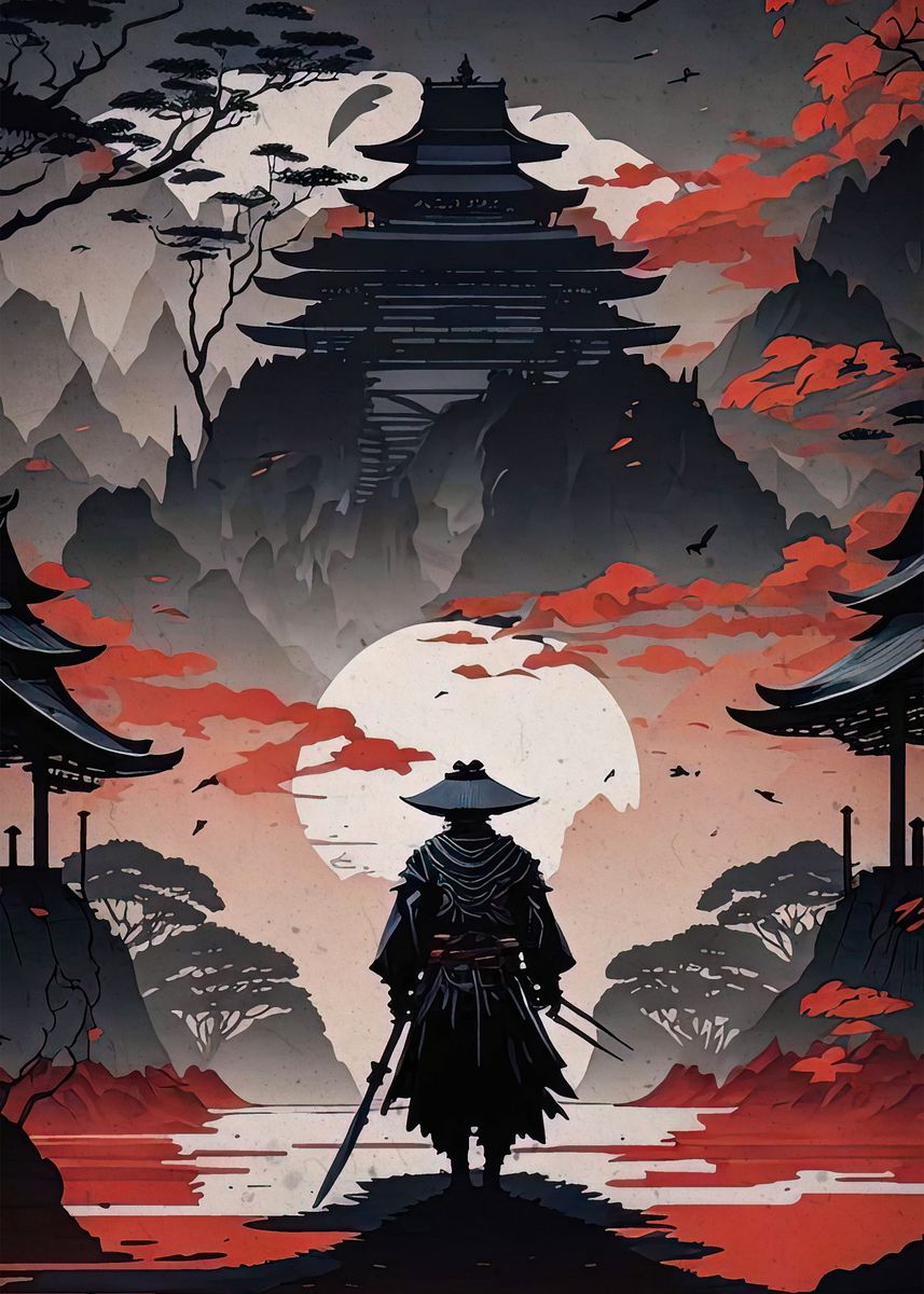 'Samurai Japanese Landscape' Poster, picture, metal print, paint by ...