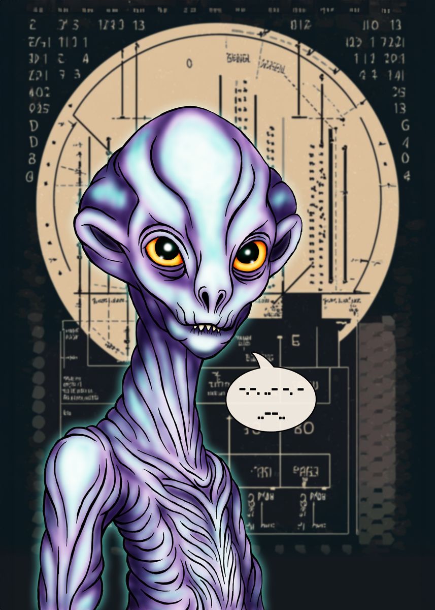 'Alien with Morse Code' Poster, picture, metal print, paint by ...