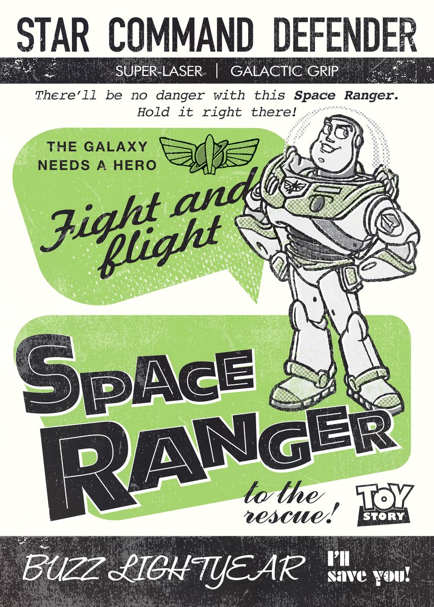 'Space Ranger Retro Buzz' Poster, picture, metal print, paint by Disney ...