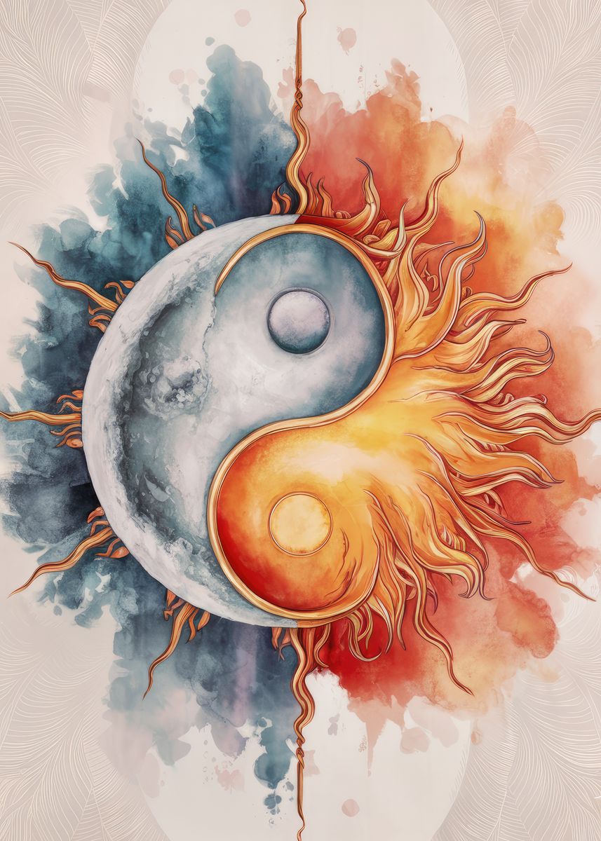 'Yin Yang Sun And Moon' Poster, picture, metal print, paint by GLITCHED ...